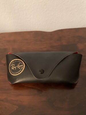 VTG Black leather Ray bans glasses case ONLY with red interior | eBay