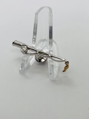 AVON FISHING POLE PIN TIE TACK TWO TONE DANGLING FISH CUTE!!!! | eBay