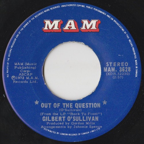 Gilbert O'Sullivan - Out Of The Question (7") | eBay