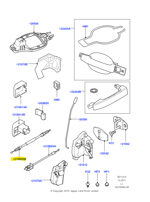 Range Rover L322 New Genuine Front External Door Release Control Cable ...