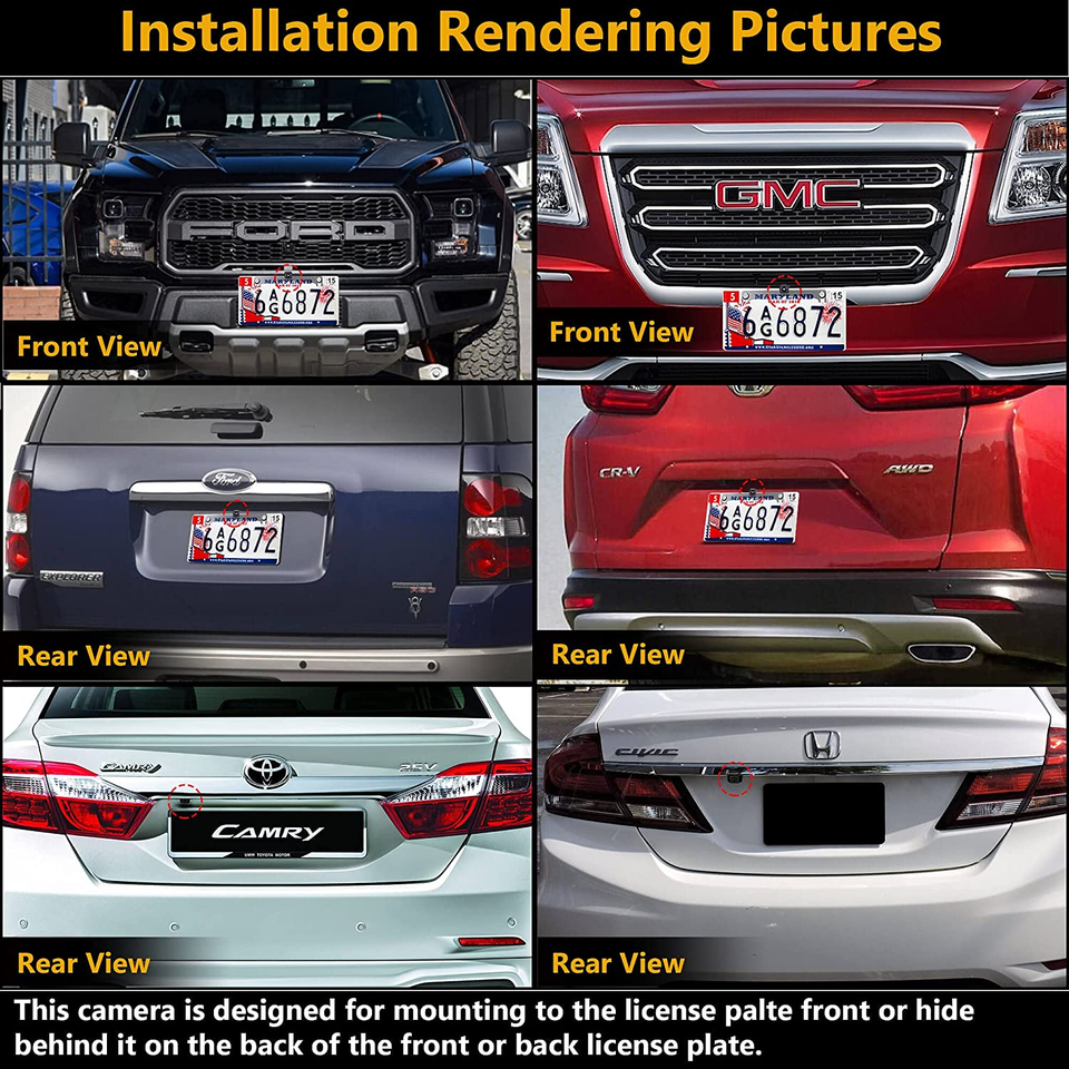 Front View Camera: Night Vision HD Waterproof Backup/Reverse/Rear ...