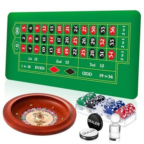 Roulette Wheel Game Set Include 11'' Solid Wood Roulette Wheel 35" x 16 ...