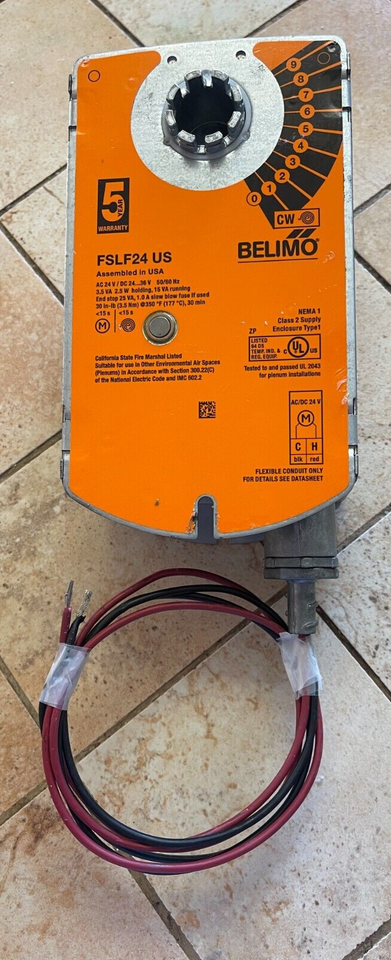 Belimo FSLF24 US Fire & Smoke Actuator 30 in-lb, 3.5 Nm Spring return ...