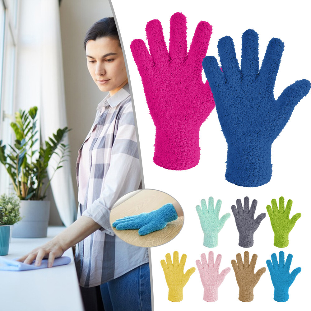 Fleece Car Windows Microfiber Dusting Cleaning Removal Glove Housework ...