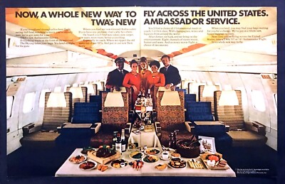 1970 TWA Airlines 707 Airplane photo "Ambassador Service Flight" 2-page ...