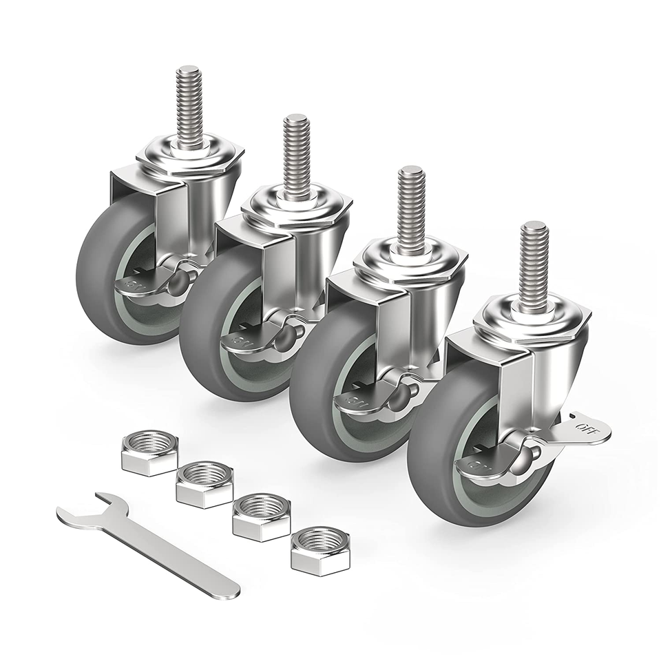3 Inch Caster Wheels Threaded Stem Casters Set of 4 Heavy Duty Swivel ...