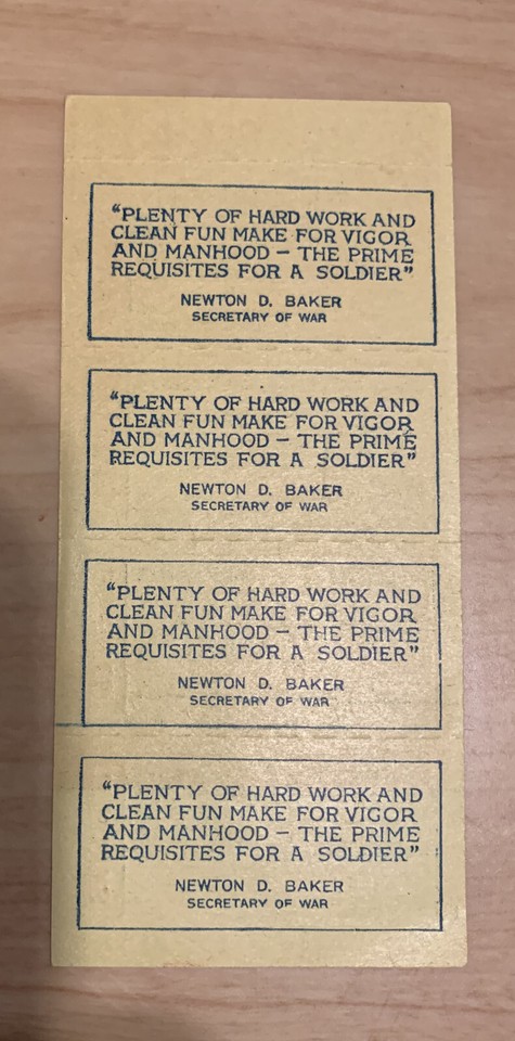 WWI MILITARY TRADE TOKEN CHIT SMILEAGE SAMPLE SHEET NOT MPC PAYMENT ...