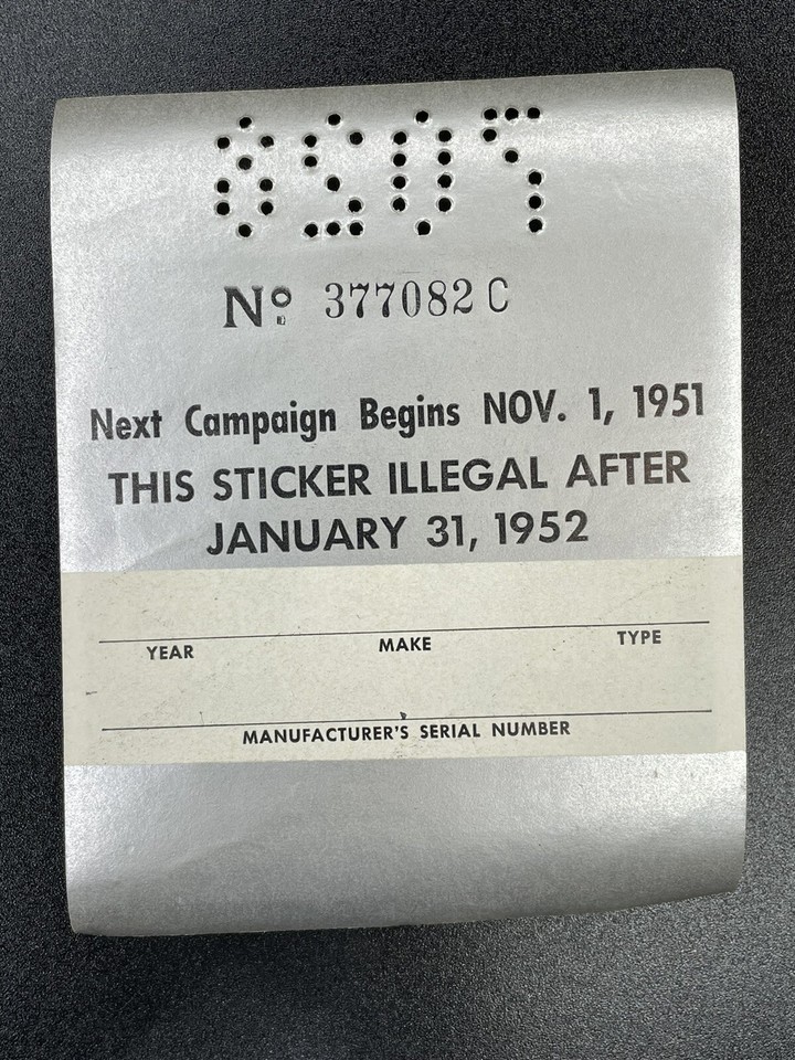 1951 Pennsylvania Inspection Sticker Pa Vtg Car Truck UNISSUED ...