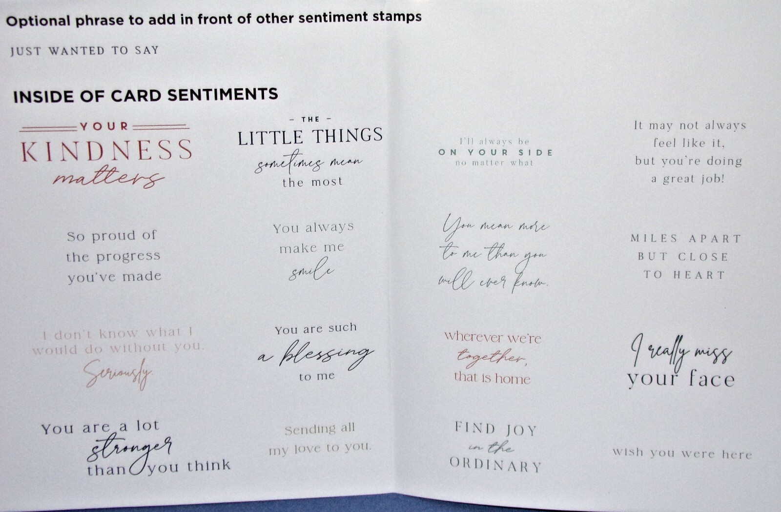 Diamond Press Every Day Sentiments Stamp Kit Phrases Sayings Front ...
