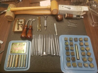 66 pc Lot CRAFTOOL Co. Leatherworking Tools & Stamps USA, Leather ...
