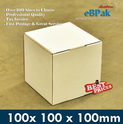 20x Mailing Box 100 x 100 x100mm Diecut White Shipping Carton Cube ...