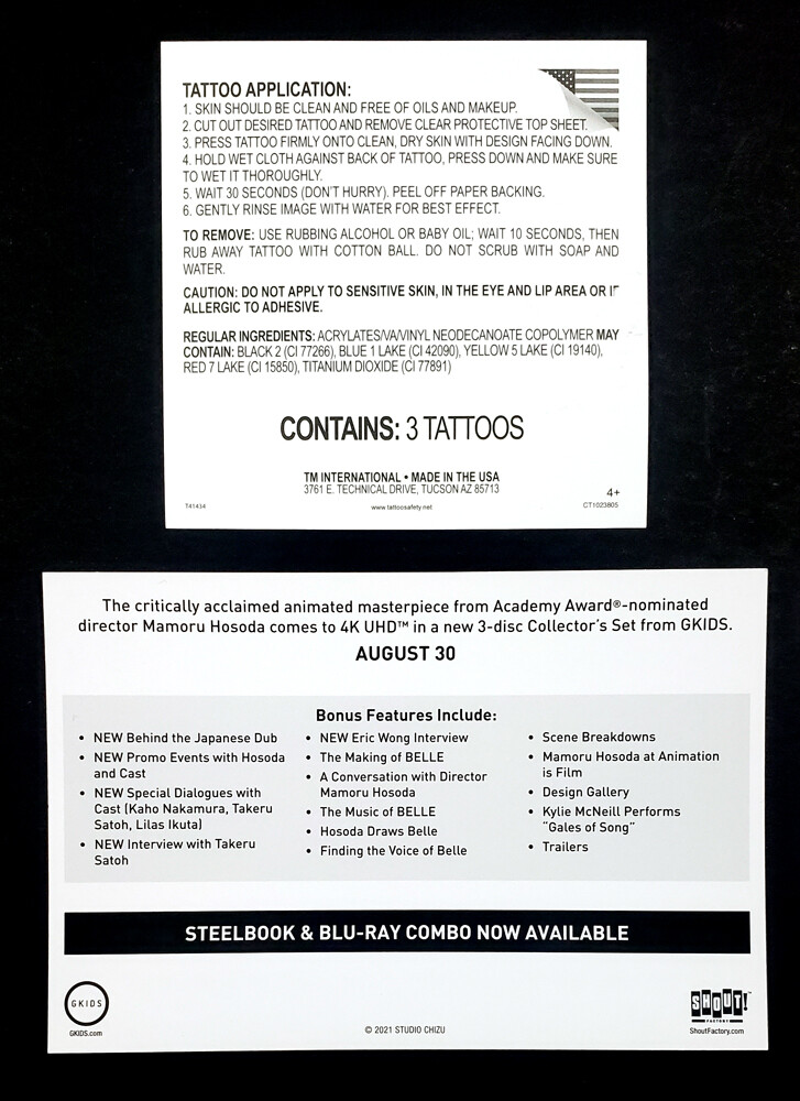 BELLE Anime Expo TATTOO Promo CARD SET of 2 AX Studio Chizu MAMORU ...