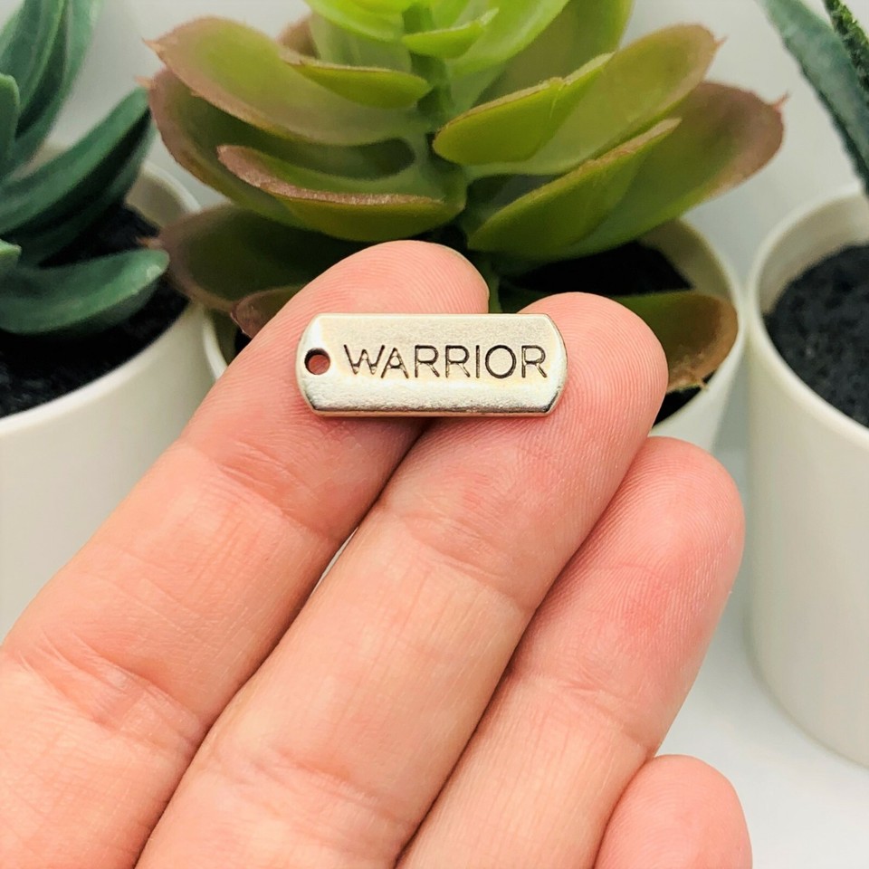 4, 20 or 50 pcs Antique Silver Warrior Tag Charms, Word Charm- US ...