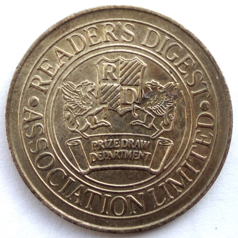 READER'S DIGEST ASSOCIATION LIMITED Prize Draw Department Token 31mm ...