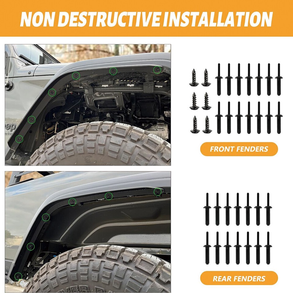 Black High Fender Flares Extensions 4pc For Jeep Gladiator JT 2020 ...