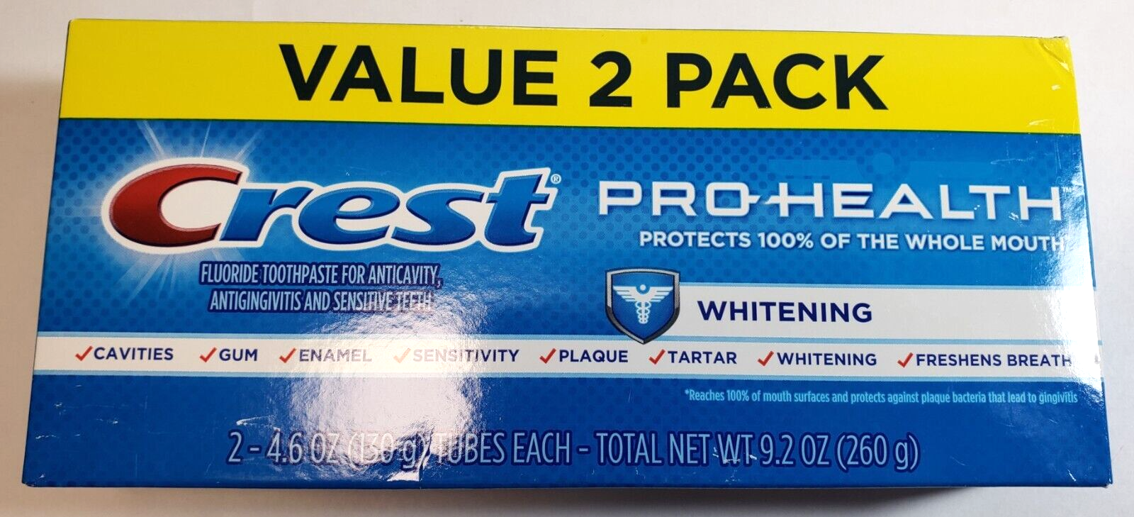 1-Crest Pro-Health 100% Protection Whitening Toothpaste 2-4.6oz (Value ...