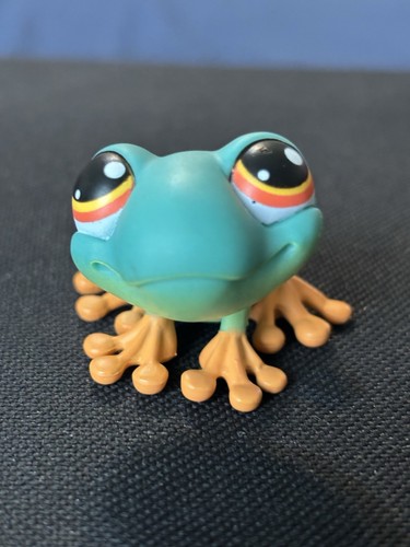 HASBRO LITTLEST PET SHOP LPS TUBE #264 TEAL TREE FROG WITH ORANGE EYES ...