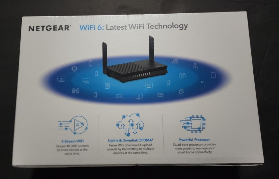 Netgear AX1800 Dual Band 4-Stream RAX10-100NAS WiFi 6 Router - Black ...