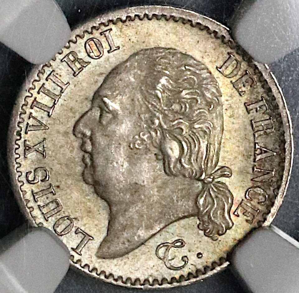 1817-A NGC MS 64 France 1/4 Franc Louis XVIII Silver Paris Mint Coin ...