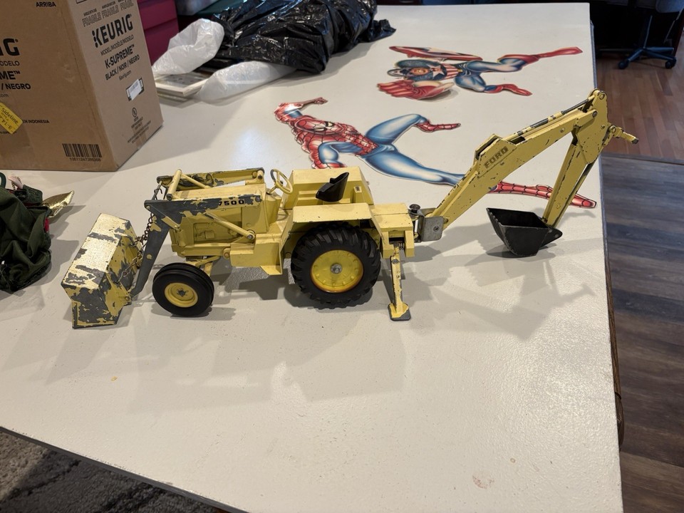 Vintage ERTL Ford 7500 Backhoe Front Loader Tractor 1/12 Scale DieCast ...