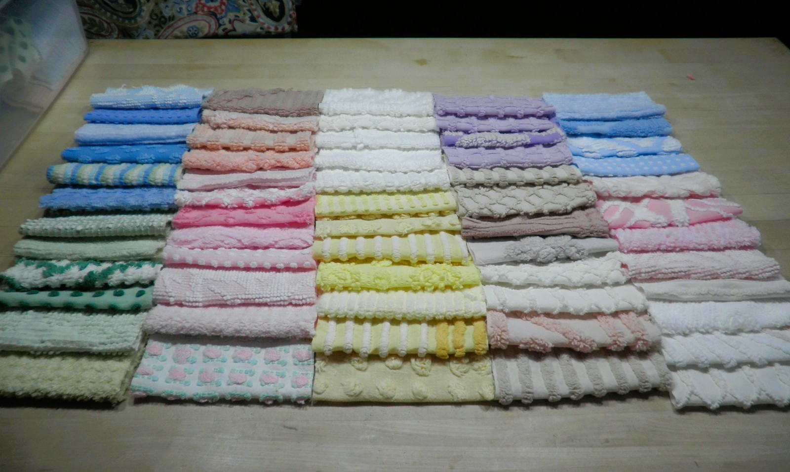 60 Each 6" Potpourri of Colors Vintage Chenille Fabric Squares | eBay