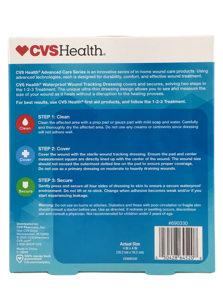 3 Pack CVS Waterproof Wound Tracking Dressing Hydrocolloid Gel 4 ct ...