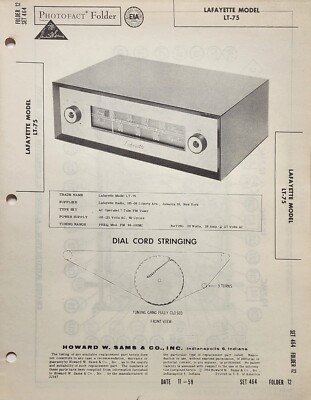 SAMS PHOTOFACT SERVICE MANUAL 464-12 LAFAYETTE RADIO MODEL LT-75 | eBay