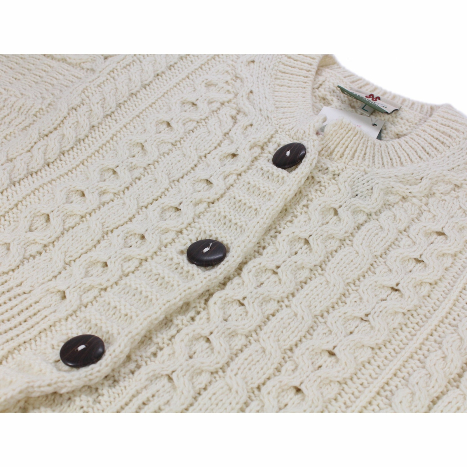 Aran Irish Button Cardigan Sweater Merino Wool Cable Knit Jacket Made ...