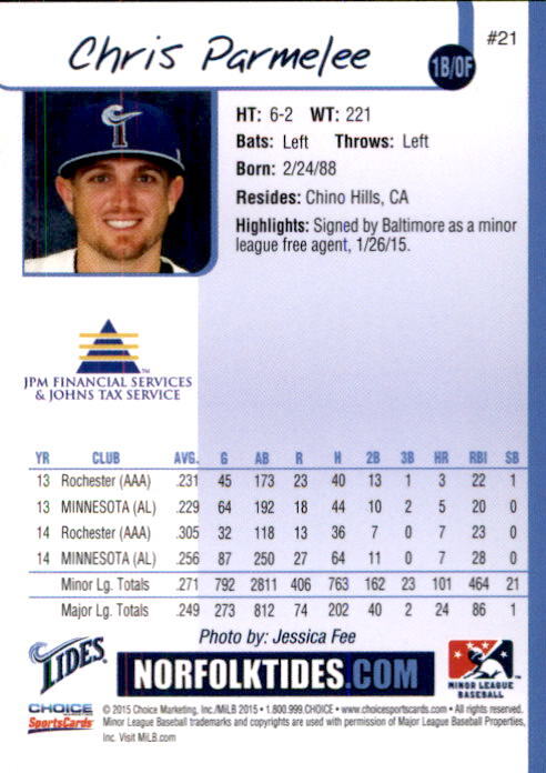 2015 Norfolk Tides Choice 21 Chris Parmelee Chino Hills California ...