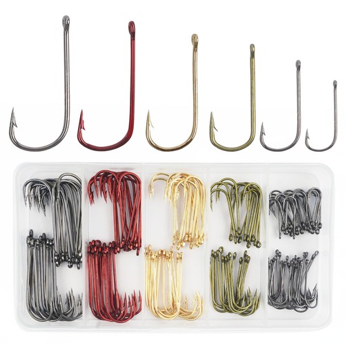 150PCS Aberdeen Fishing Hooks Long Shank High Carbon Steel Size 8#-1/0 ...