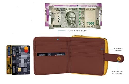 Printed Vegan Leather Small Wallet - Yellow Purse Batua Gift Rakhi | eBay