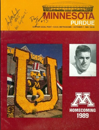 1989 Minnesota vs Purdue Football Program: Autograph Jon Melander Dan ...
