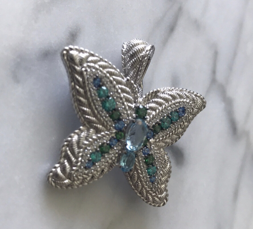 Judith Ripka 925 Blue Topaz Enhancer & Pin (NEW) - Free Shipping!! | eBay