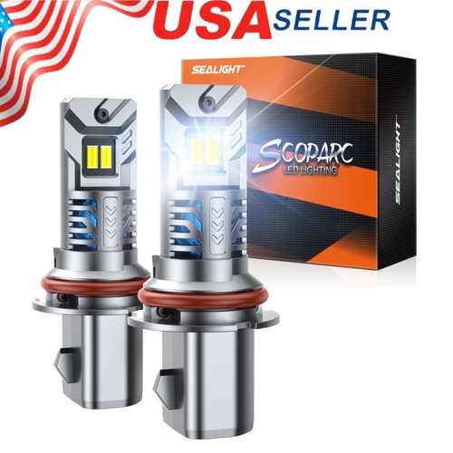 SEALIGHT 9007 LED Headlight Bulbs Conversion Kit High Low Beam 6000K ...