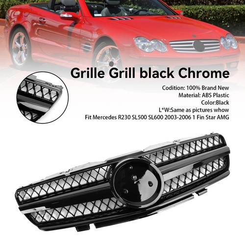 Front Upper Grille Grill Fit Mercedes R230 SL500 SL600 2003-2006 1 Fin ...