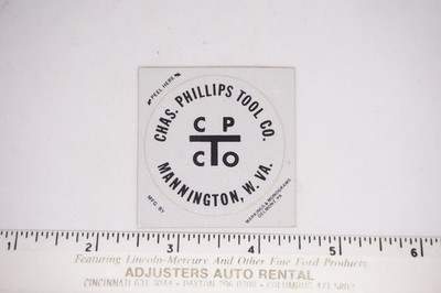 Chas. Phillips Tool Co. Decal Sticker Mining Tool Mannington WV | eBay