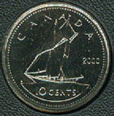 2000-W Proof-Like Dime 10 Ten Cent '00 Canada/Canadian BU Coin Un ...