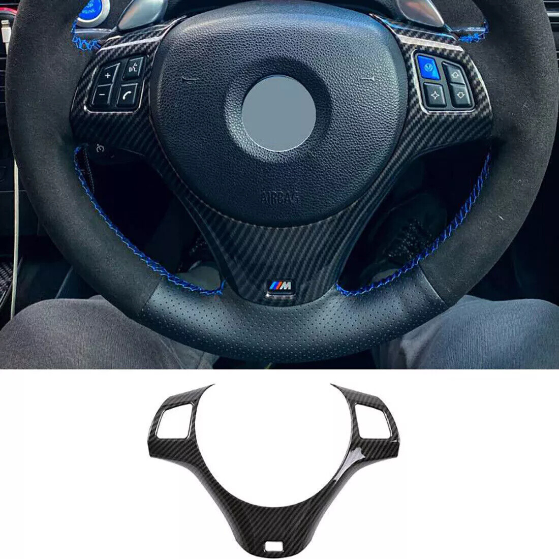 Steering Wheel Panel Trim Cover Carbon Fiber For 2005-2012 BMW E91 E92 ...