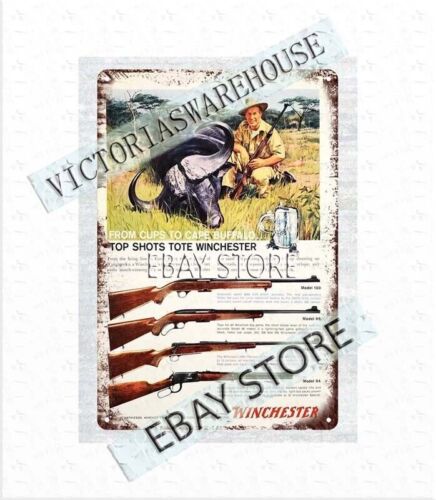 1960 Big Game Rifles Hunter Cape Water Buffalo metal tin sign ammosguns ...