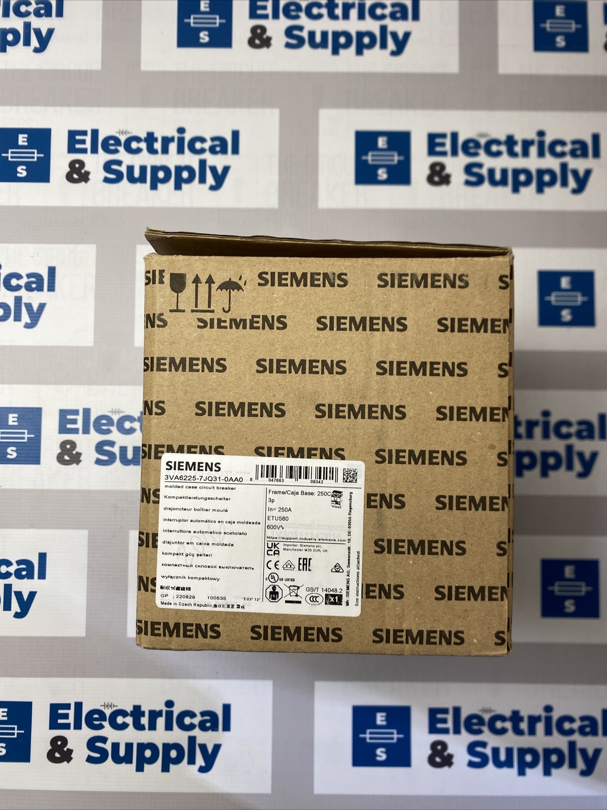 SIEMENS 3VA6225-7JQ31-2AA0 3 Pole 250 Amp Circuit Breaker 3va6 New In ...