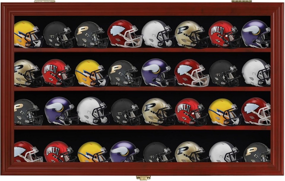 Pocket Pro Mini Helmet Display Case 32+ Football Riddell Cherry Rack ...