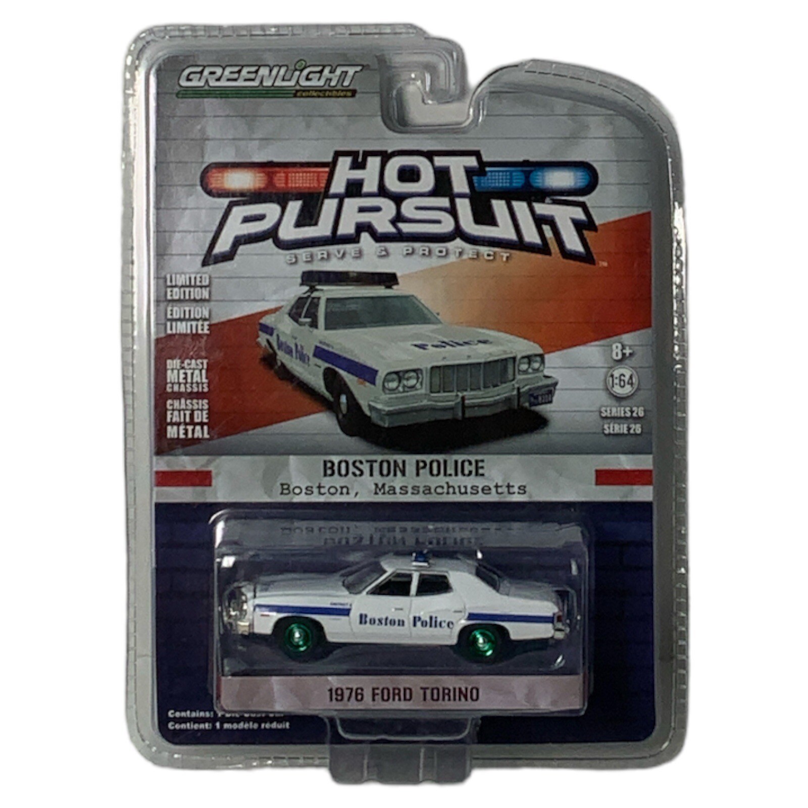 Greenlight 1/64 Hot Pursuit 1976 Ford Torino Boston Police Green ...