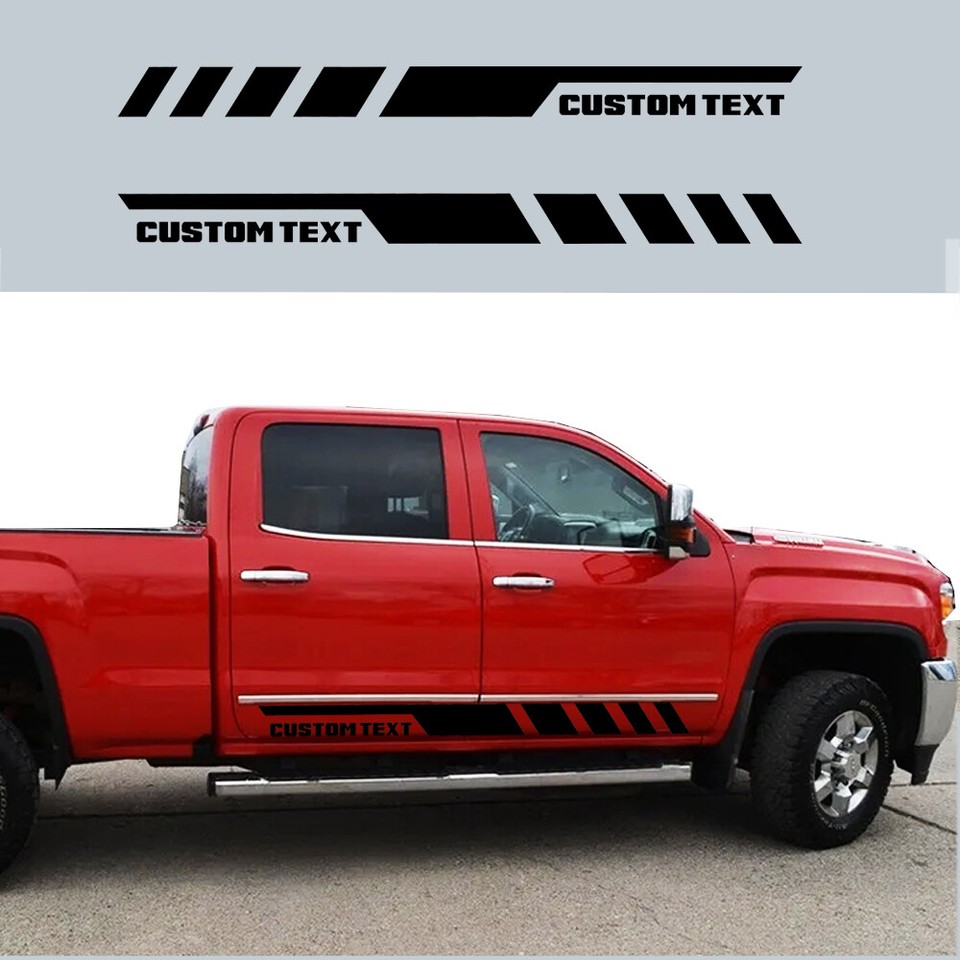 Truck Body Side Door Stickers CUSTOM TEXT Vinyl Decals 27 Fonts to ...