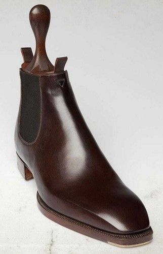 Handmade Men's Brown Leather Chelsea Shoes Chisel Toe Dress Formal ...