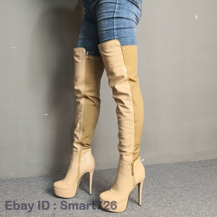 Women stilettos Thigh High Boots Platform High Heels Boots Shoes Plus Size | eBay