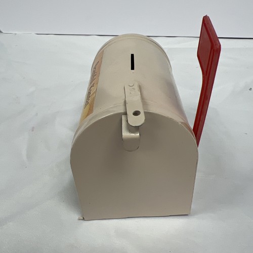 Vintage Tan Metal Mailbox Bank With Red Flag & Beautiful Kansas On It ...