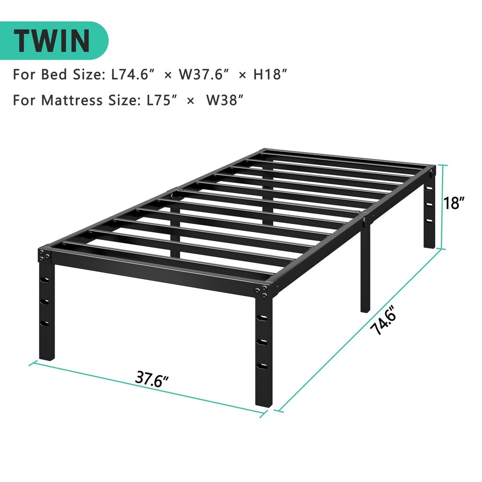 Metal Platform Bed Frame 14 Inch Tall,No Box Spring Needed,Twin Size ...