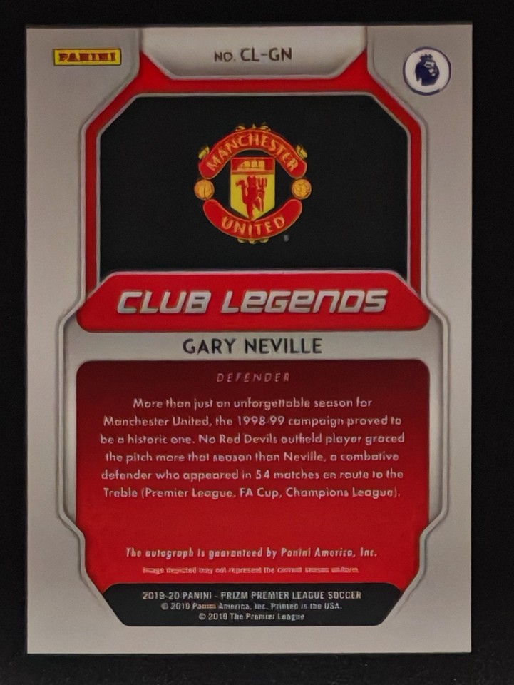 2019-20 Panini Prizm Legends Signatures Gary Neville Autograph Auto Man ...