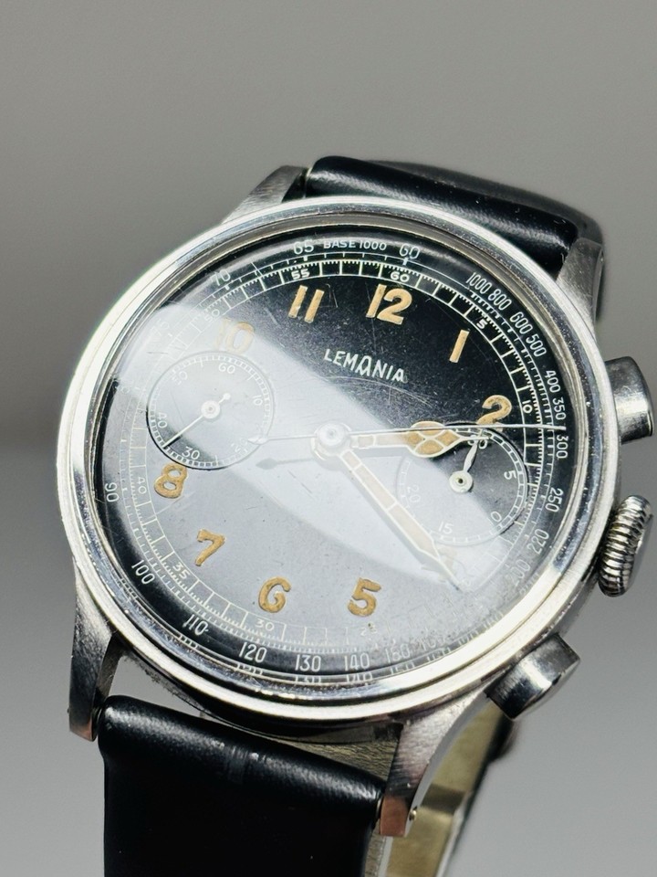 1940s Rare Antique Vintage LEMANIA Luftwaffe Military Chronograph Watch ...
