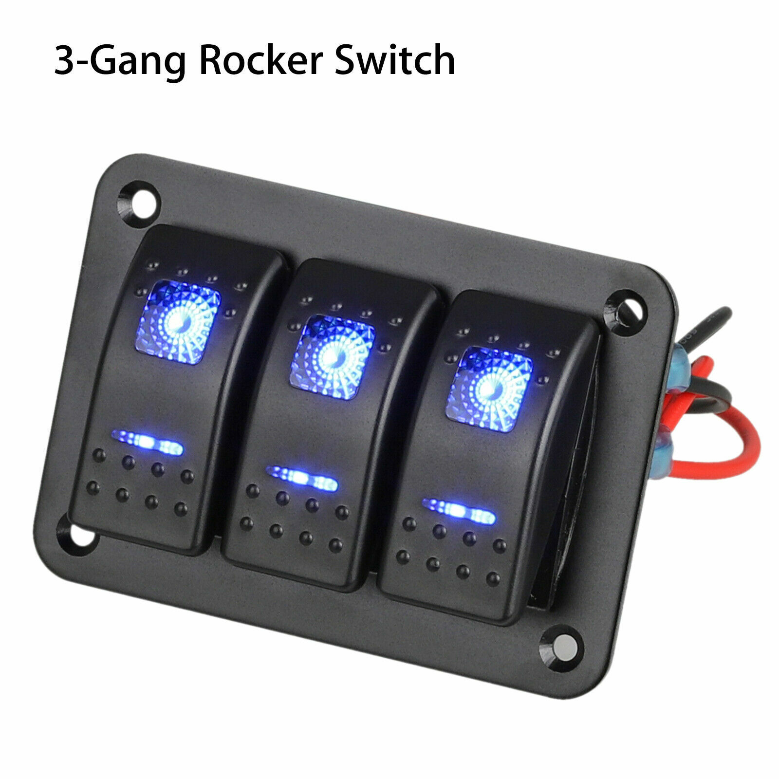 3 Gang Toggle Rocker Switch Panel USB Car Boat Marine RV Truck Blue LED ...